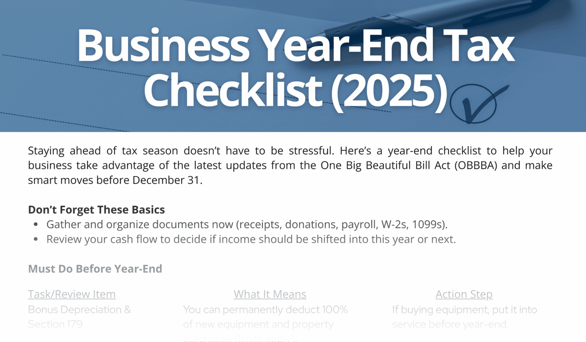 2025 Business Year-End Tax Checklist: What to Review Before December 31 ...